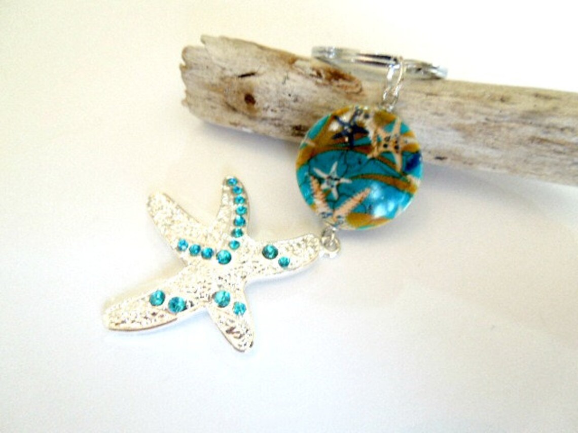 Starfish Keychain Beach Keychain Ocean Keychain Starfish - Etsy
