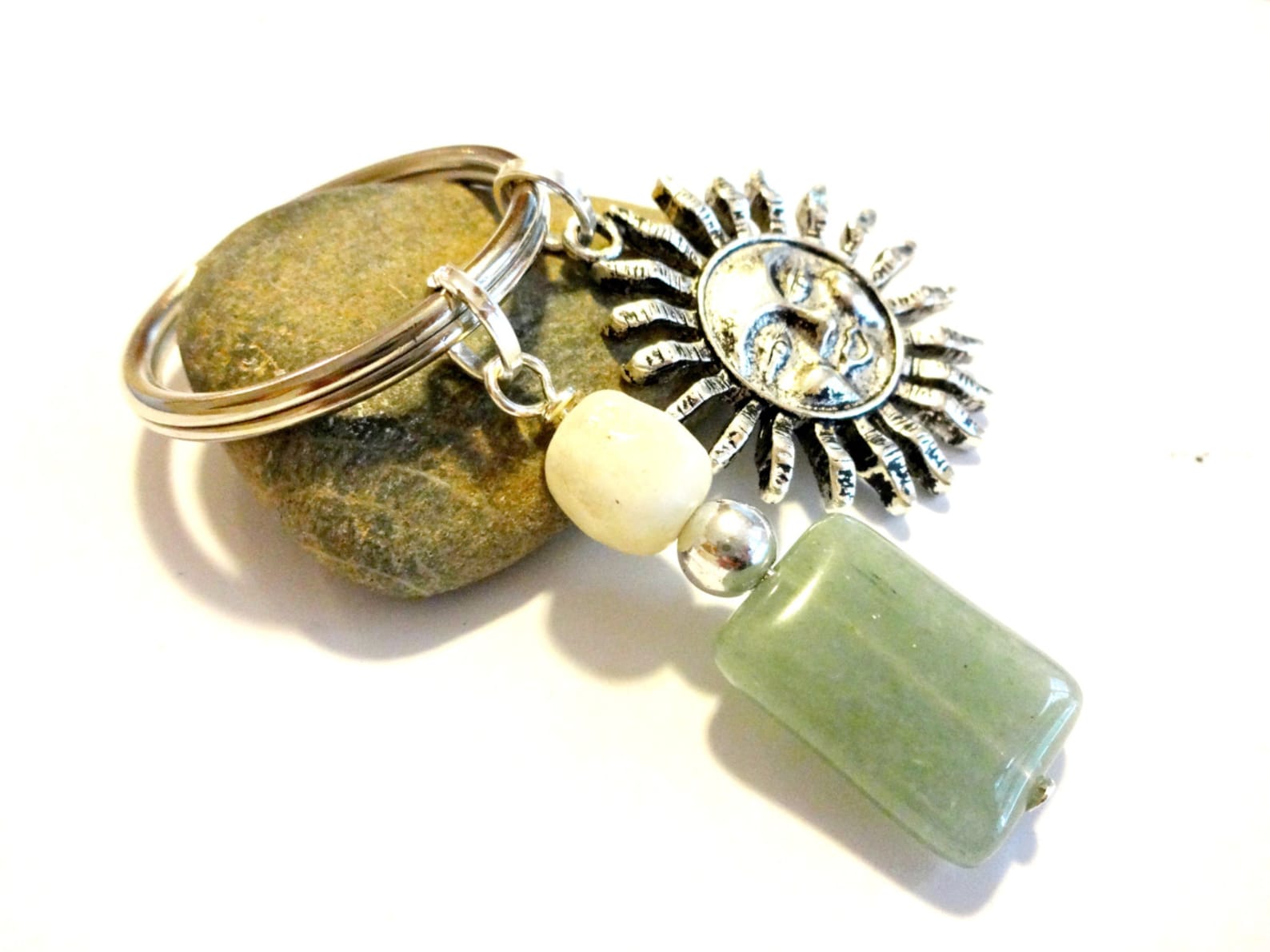 Cool Celestial Keychain Sun Key Chain Aventurine Gemstone - Etsy
