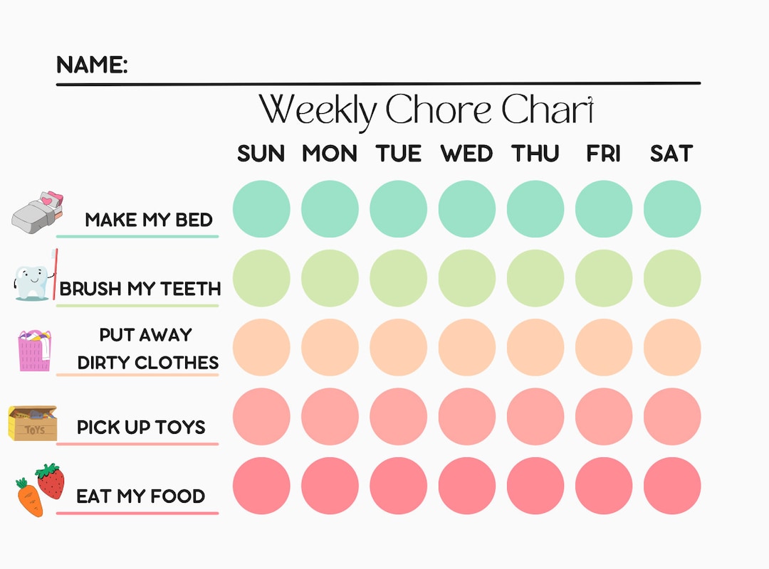 Preschool Chore Chart for Kids - Etsy