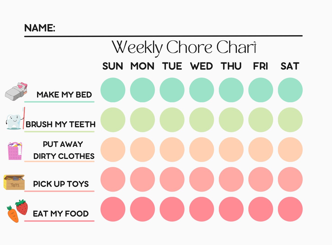 Preschool Chore Chart for Kids - Etsy