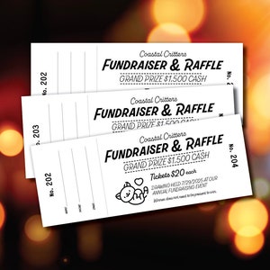 Custom Raffle Tickets, FREE Design Included, Gala Ticket Printing ...