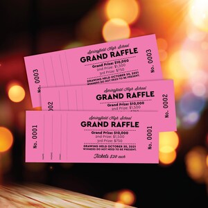 Custom Raffle Tickets, Full Design Included, Ticket Printing, Numbered ...