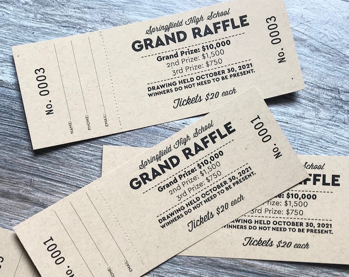 Custom Raffle Tickets, Full Design Included, Gala Ticket Printing ...