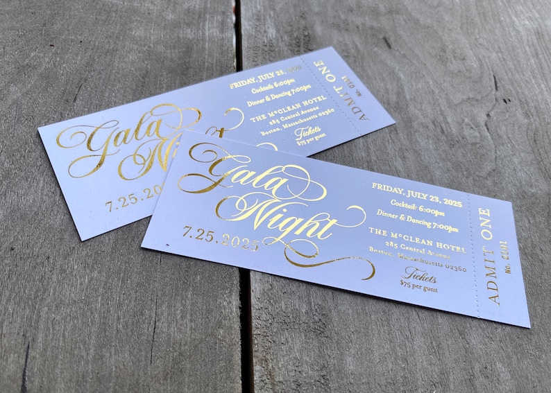 Gold Foil Gala Tickets, Full Design Included, Event Entry Ticket ...