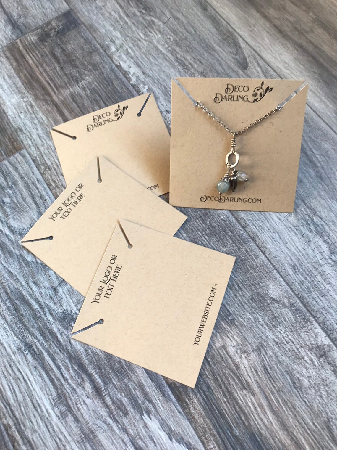 Logo Necklace Cards Custom Kraft Brown Jewelry Cards - Etsy