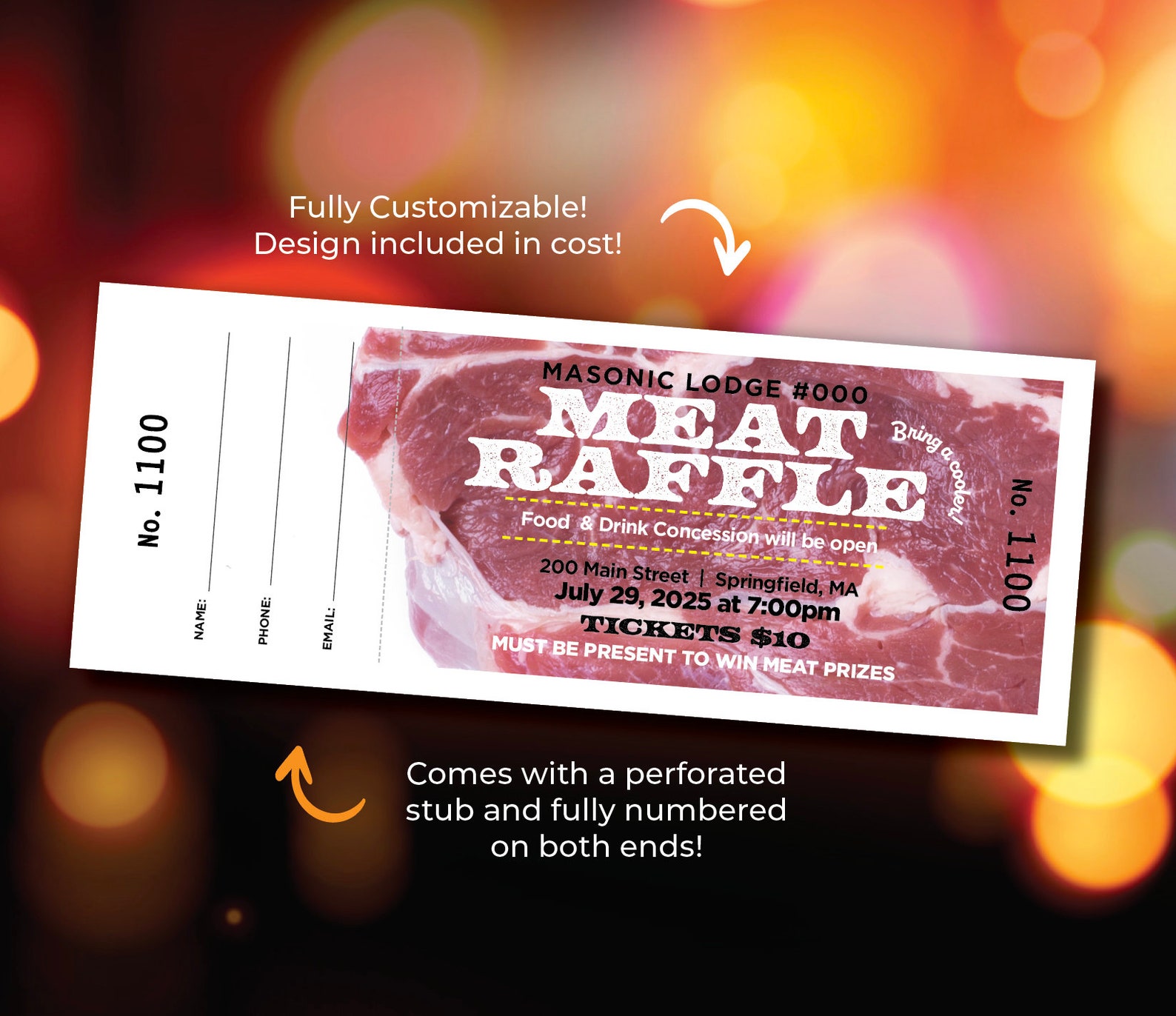 Custom Raffle Tickets, FREE DESIGN, Gala Event Ticket, Numbered Event ...