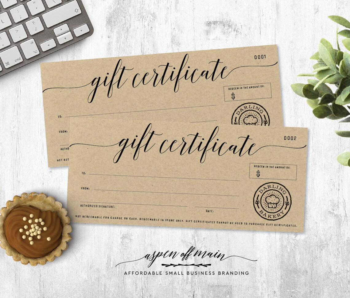 BULK Logo Personalized Gift Certificates Personalized Gift - Etsy
