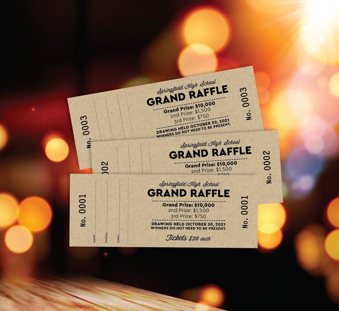 Custom Raffle Tickets, Full Design Included, Gala Ticket Printing ...