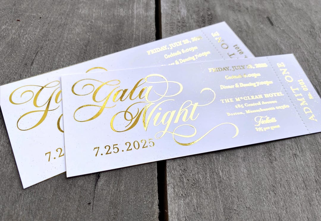 Gold Foil Gala Tickets, Full Design Included, Event Entry Ticket ...