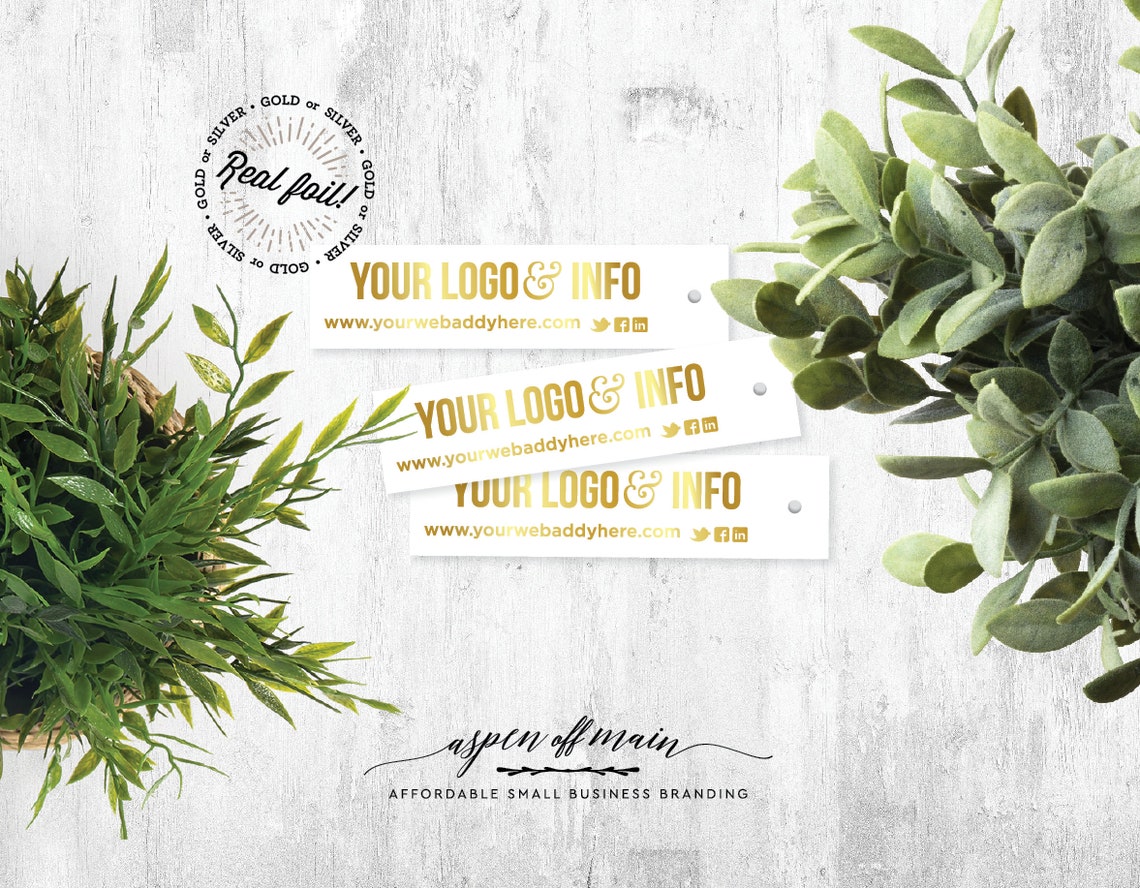 Slim Modern Gold Foil Logo Hang Tags - Retail Packaging - Social Media ...