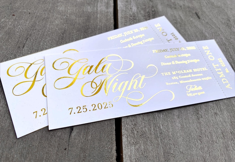 Gold Foil Gala Tickets, Full Design Included, Event Entry Ticket ...