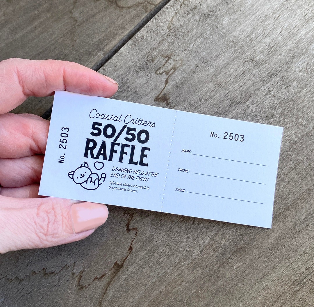 BUDGET SIZE Raffle Tickets, FREE Design, 50/50 Ticket Printing ...