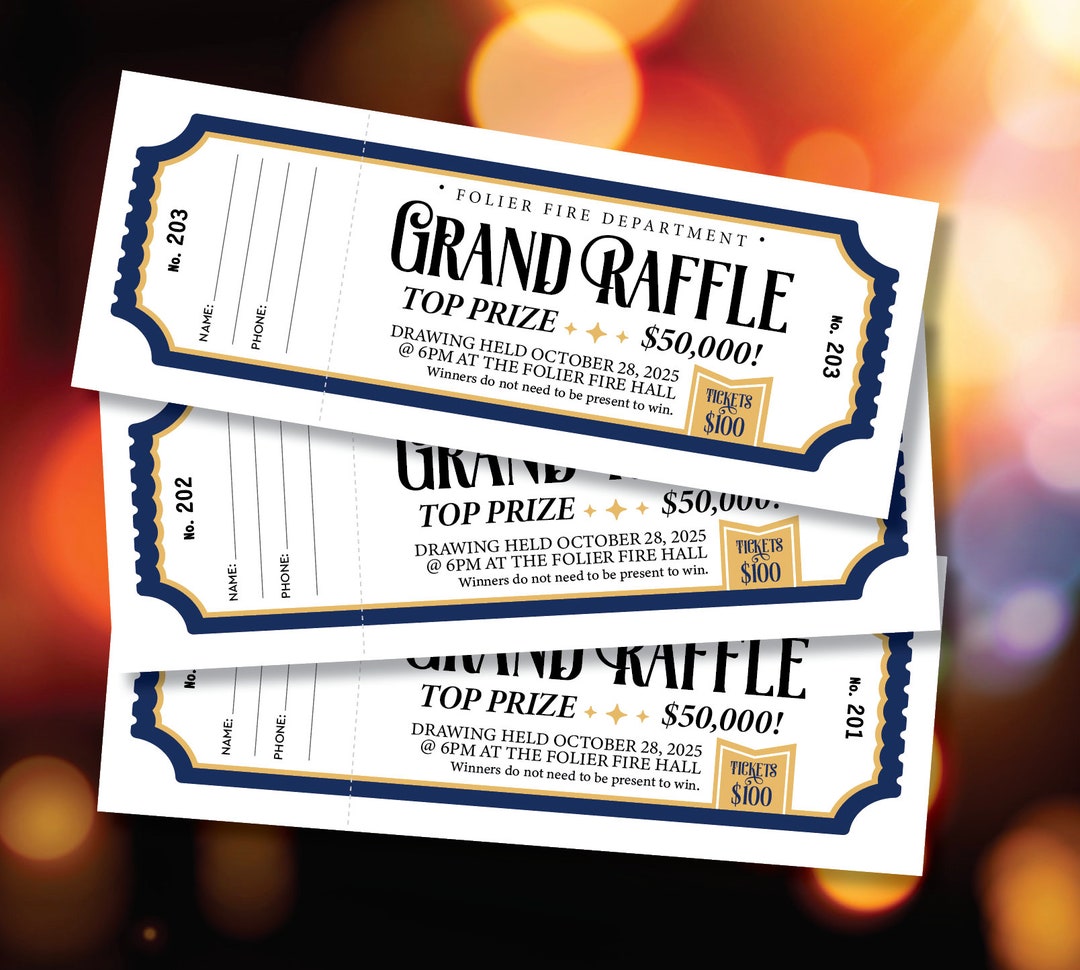Custom Raffle Tickets, FREE DESIGN Included, Grand Prize Ticket ...