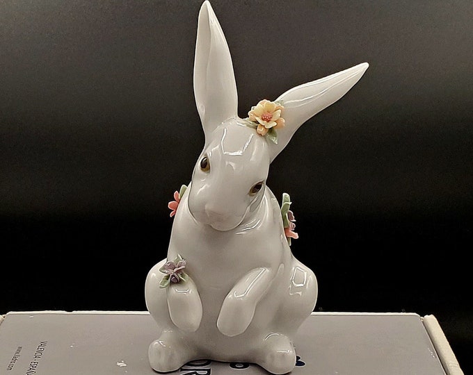 Lladro Rabbit Fine Porcelain Glossy Perfect Flowers#1600 From Spain ...