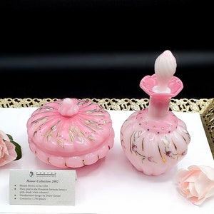 FENTON Glass Perfume Bottle and Powder Box With Signed and Numbered ...
