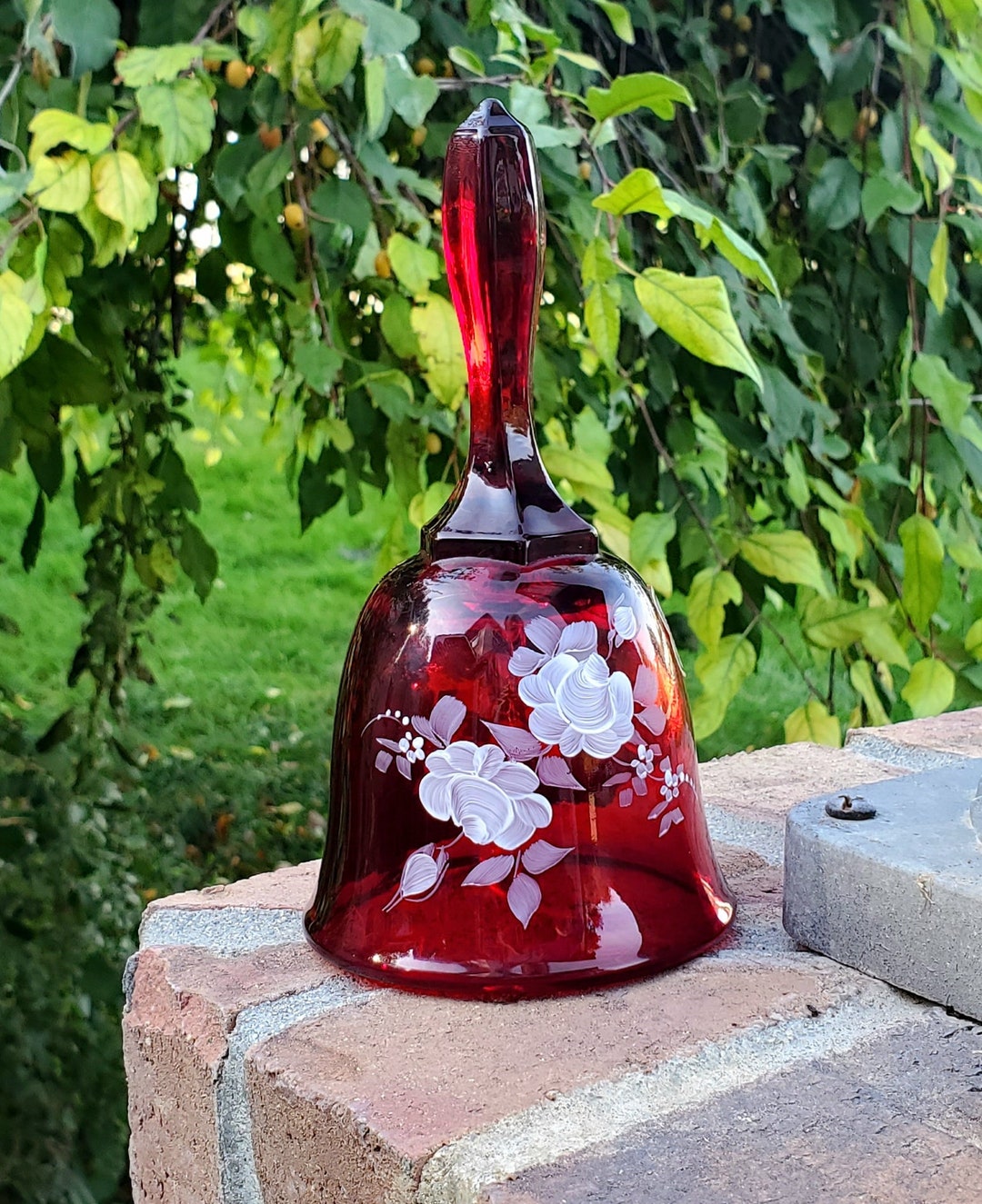 FENTON Art Glass Hand Painted Ruby Red Signed and Sticker - Etsy