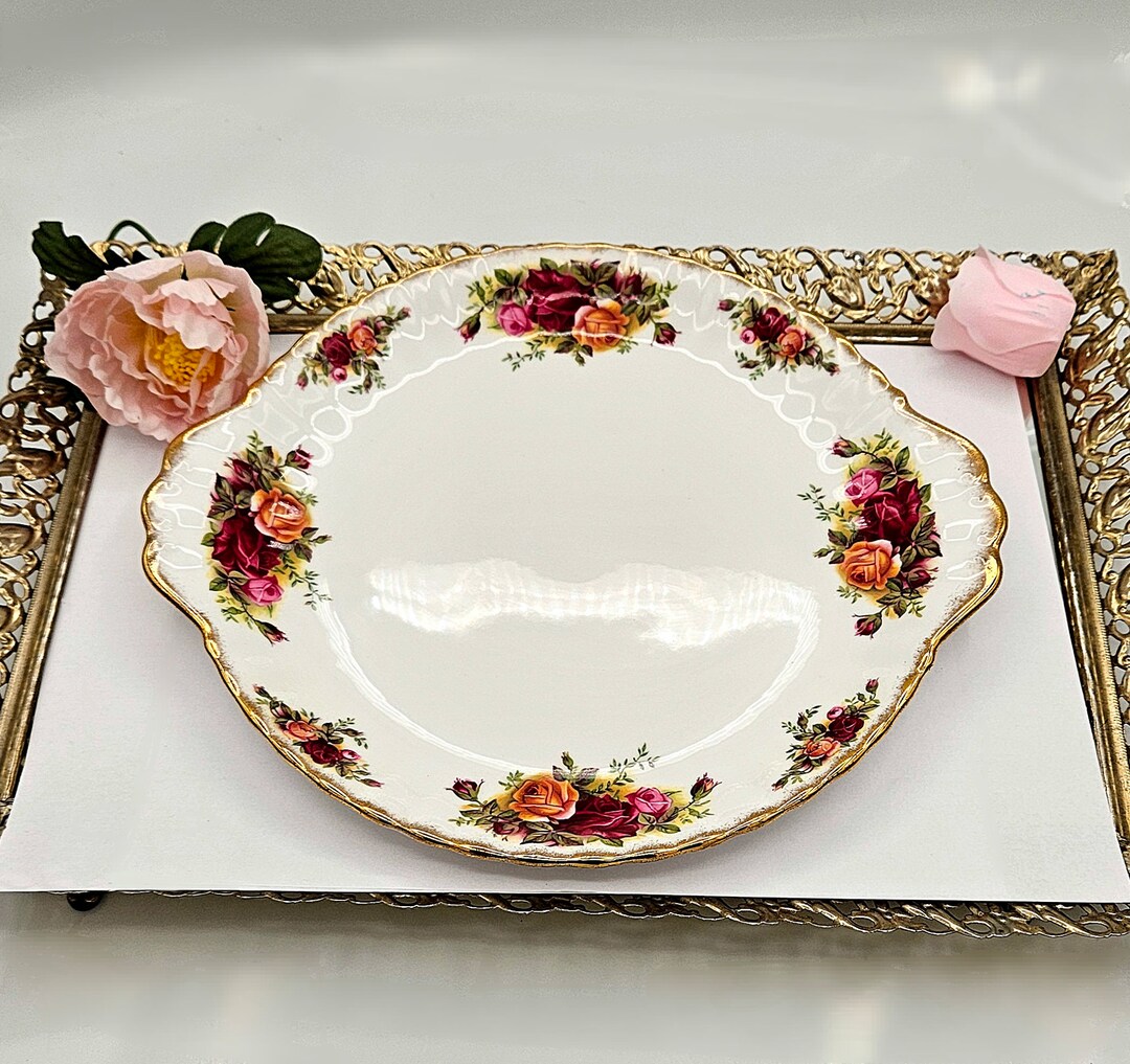 Royal Albert Old Country Roses Sandwich Tray Thick Gold Accent ...
