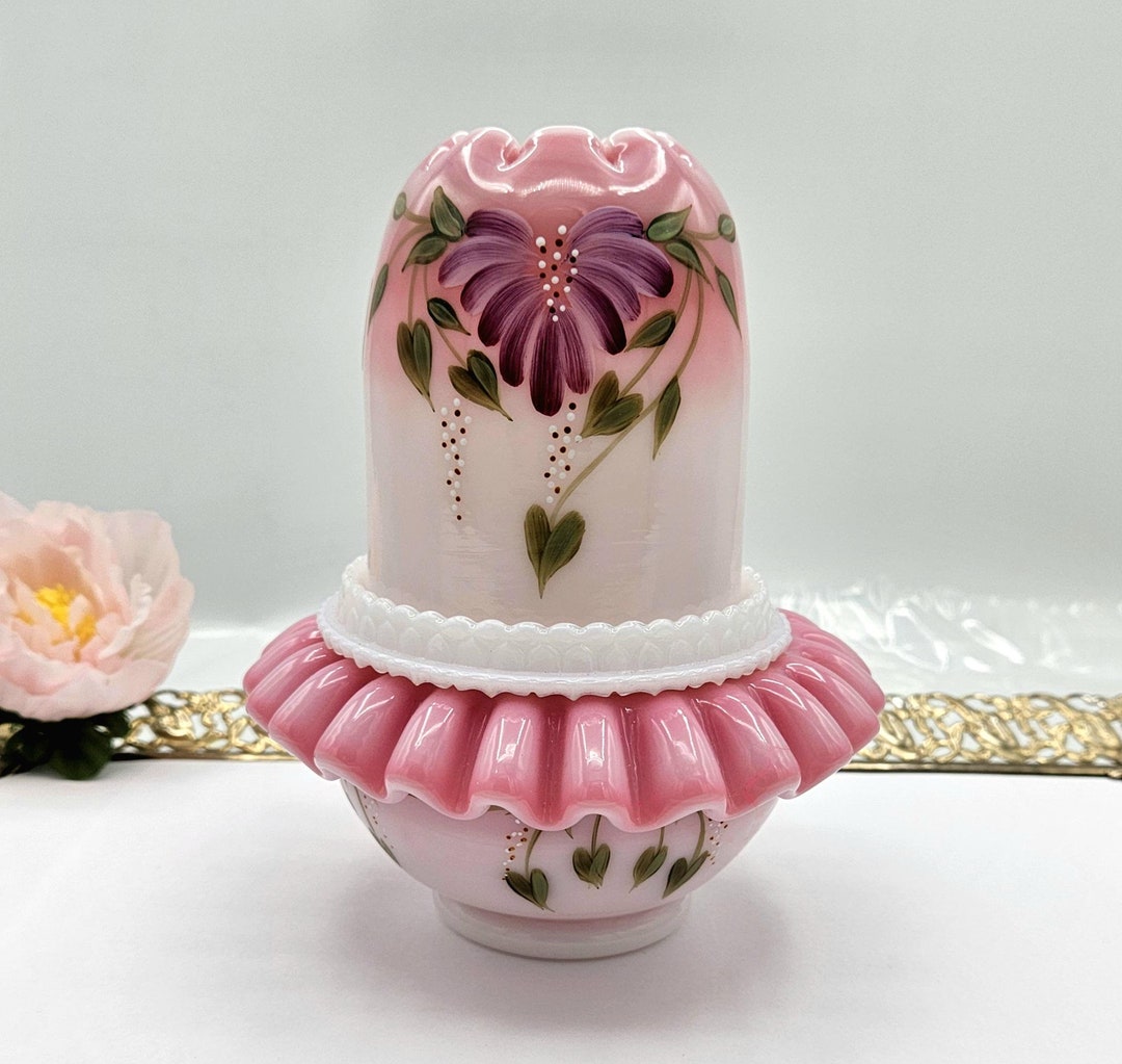 FENTON Fairy Light Rosalene Honor Collection 3 Pc Beautiful Ruffle Hand ...