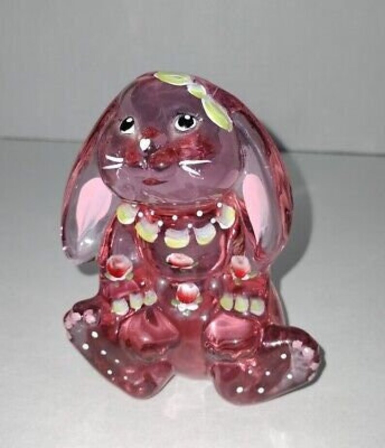 FENTON Glass Bunny Rabbit Floppy Eared Springtime Rose Colored - Etsy