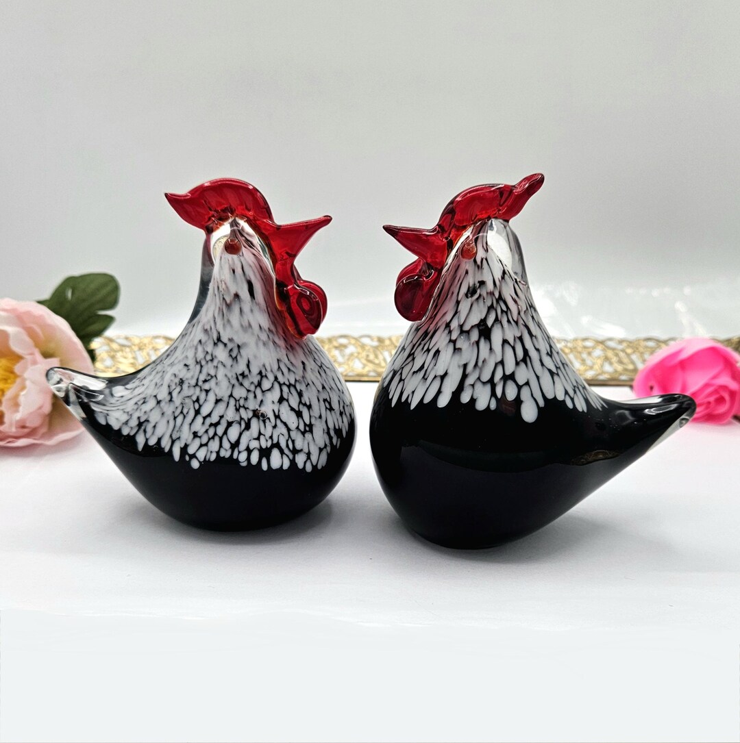 Murano Glass Chicken Set 2 Beautiful Chickens With Detailed Feathers ...