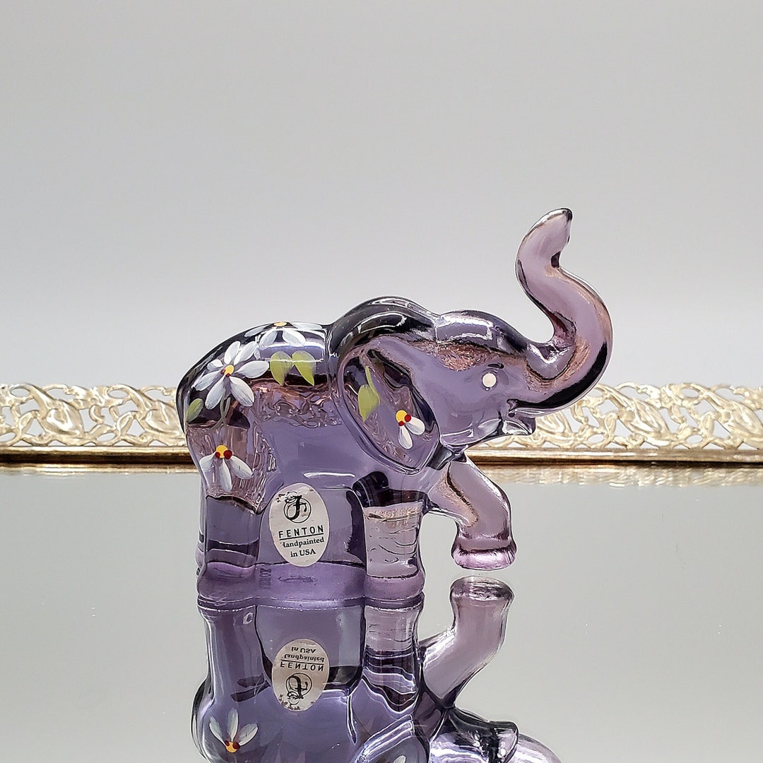 FENTON Purple Elephant Collaboration With Lennox Lucky Trunk up Hand ...
