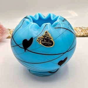 FENTON Robert Barber Pinched Rose Style Bicentennial 1976 Turquoise ...