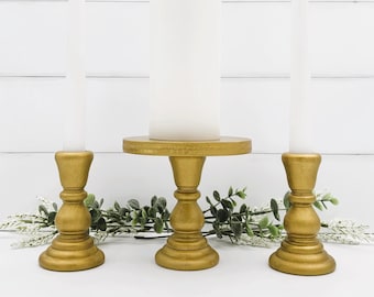 NEW!! Gold Unity Candle Set, Gold Wedding Unity Candle Set With Candle ...