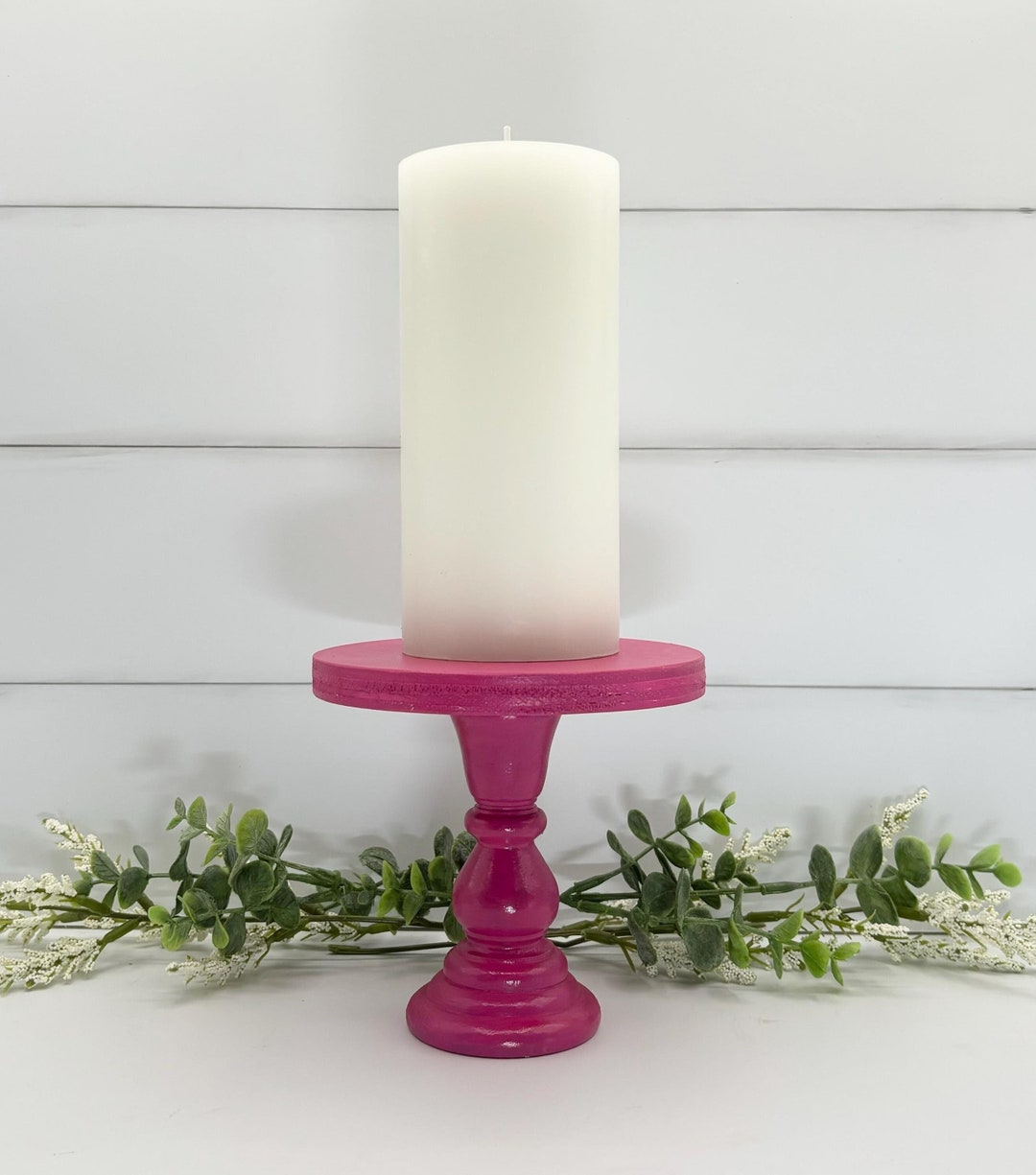 Fuchsia Candle Holder, Wood Candle Holder, Candy Jar Stand, Cookie Jar ...