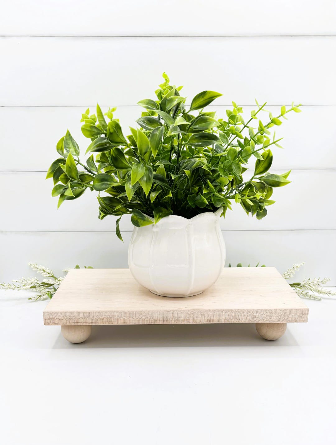 12" X 7" Unfinished Rectangle Wood Stand, Farmhouse Rustic DIY Natural ...