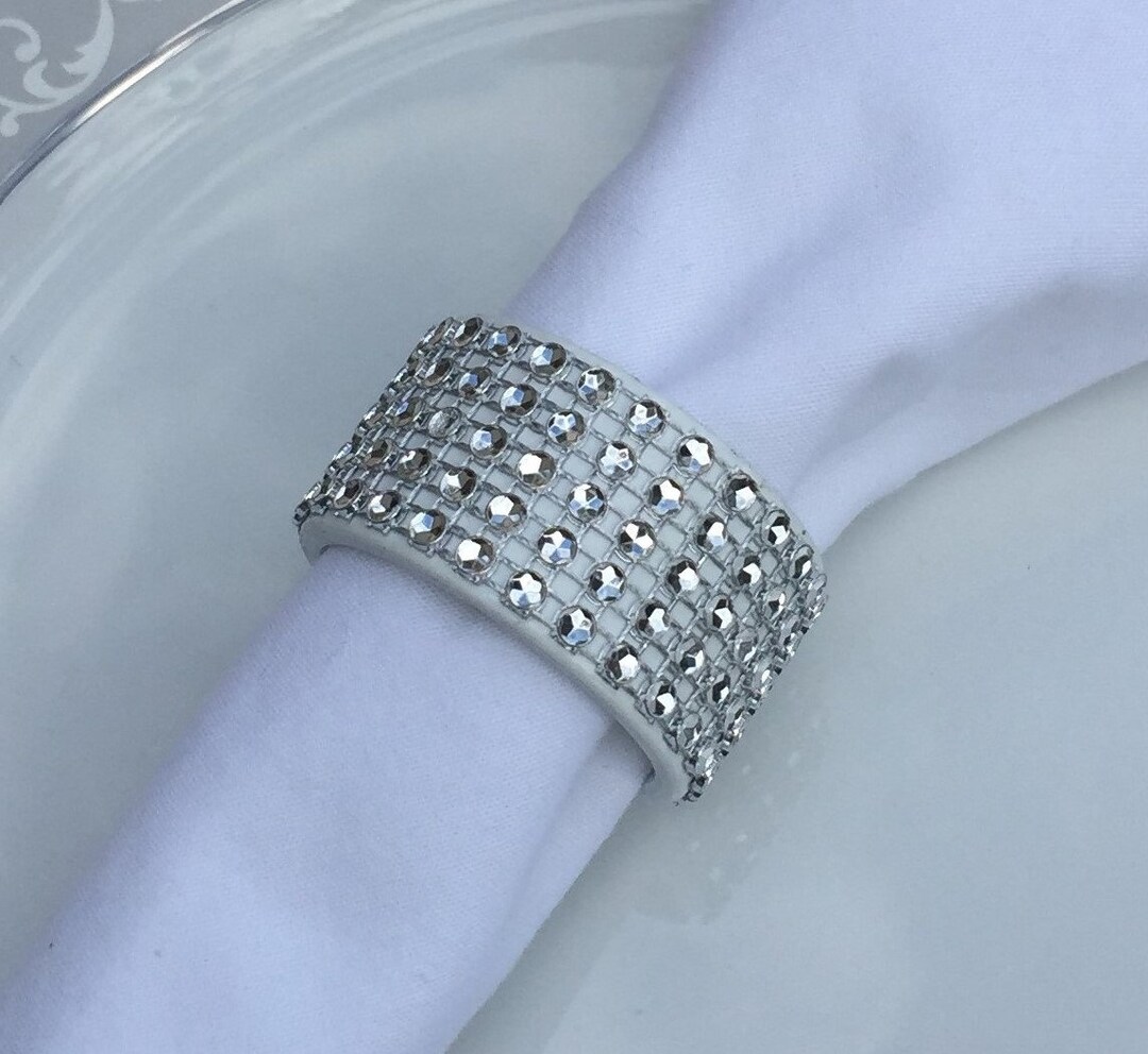 Bling Napkin Rings, Set of 8 Rhinestone Mesh, Wedding Decor - Etsy