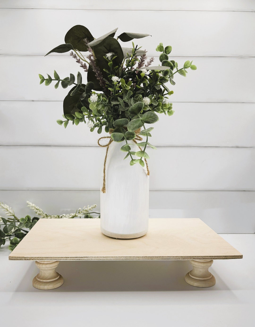 7" X 5" Unfinished Rectangle Wood Stand, Farmhouse Rustic DIY Wood ...