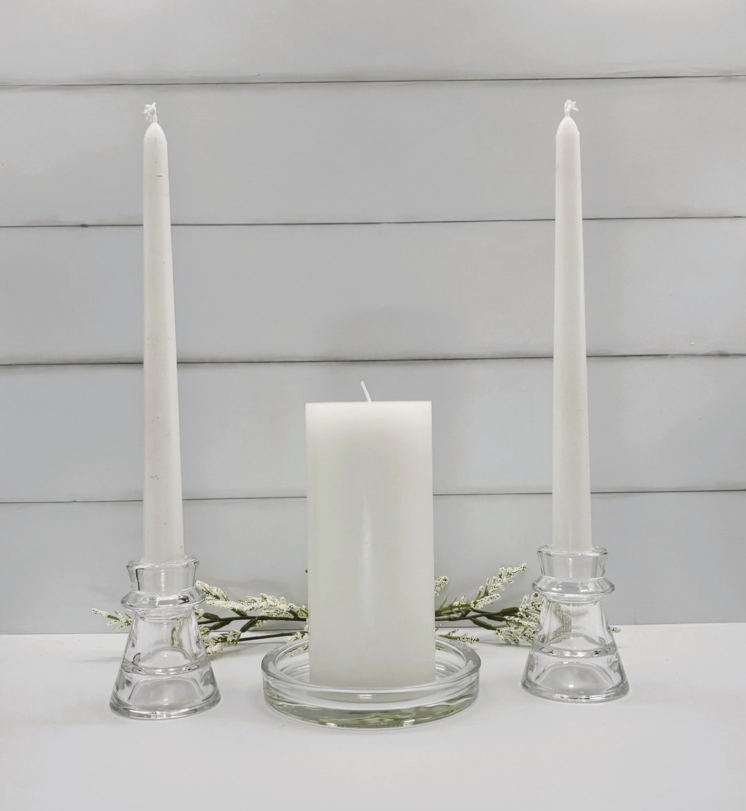 Glass Unity Candle Holders, 3 Piece Glass Unity Candle Holder Set ...
