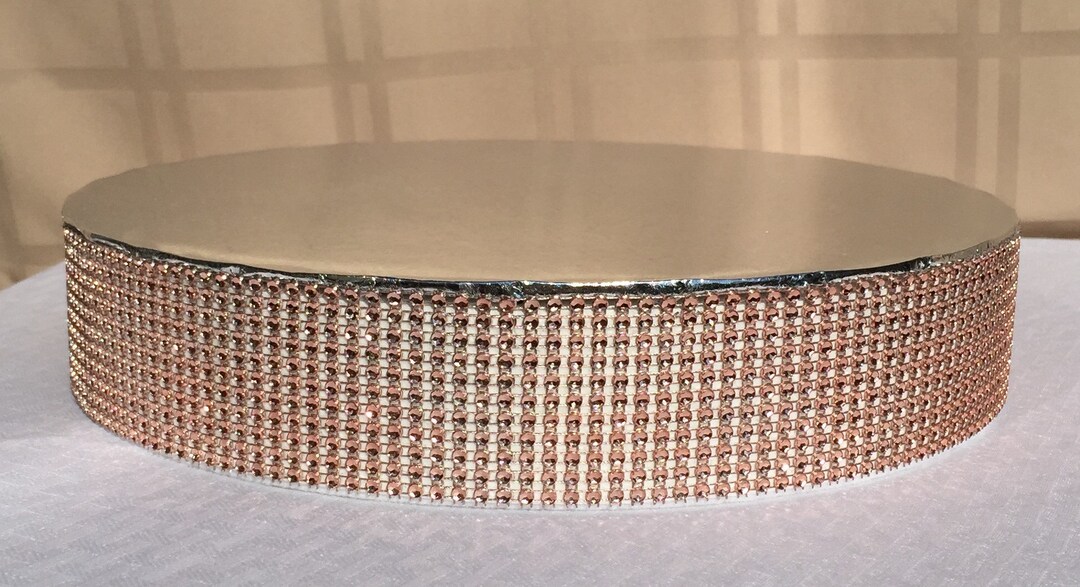 Wedding Cake Stand 8 X 2 ROUND Bling Rhinestone Mesh With Silver Foil ...