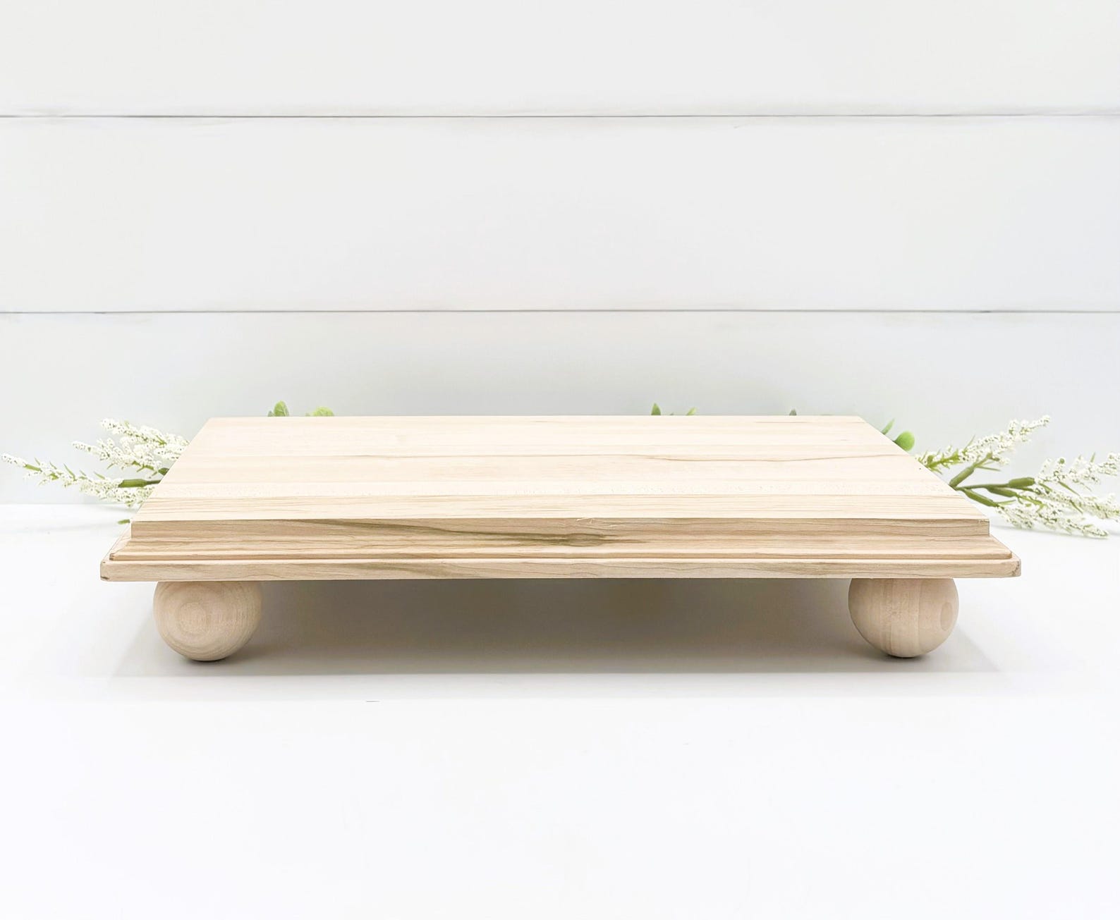 12" X 9" Unfinished Rectangle Wood Stand, Farmhouse Rustic DIY Natural ...