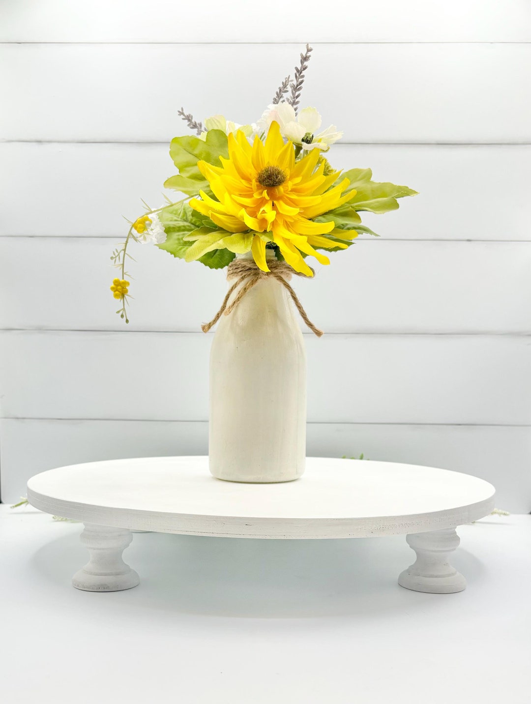 24" Hand Painted Wedding Cake Stand, Rustic Farmhouse Riser, Pedestal ...