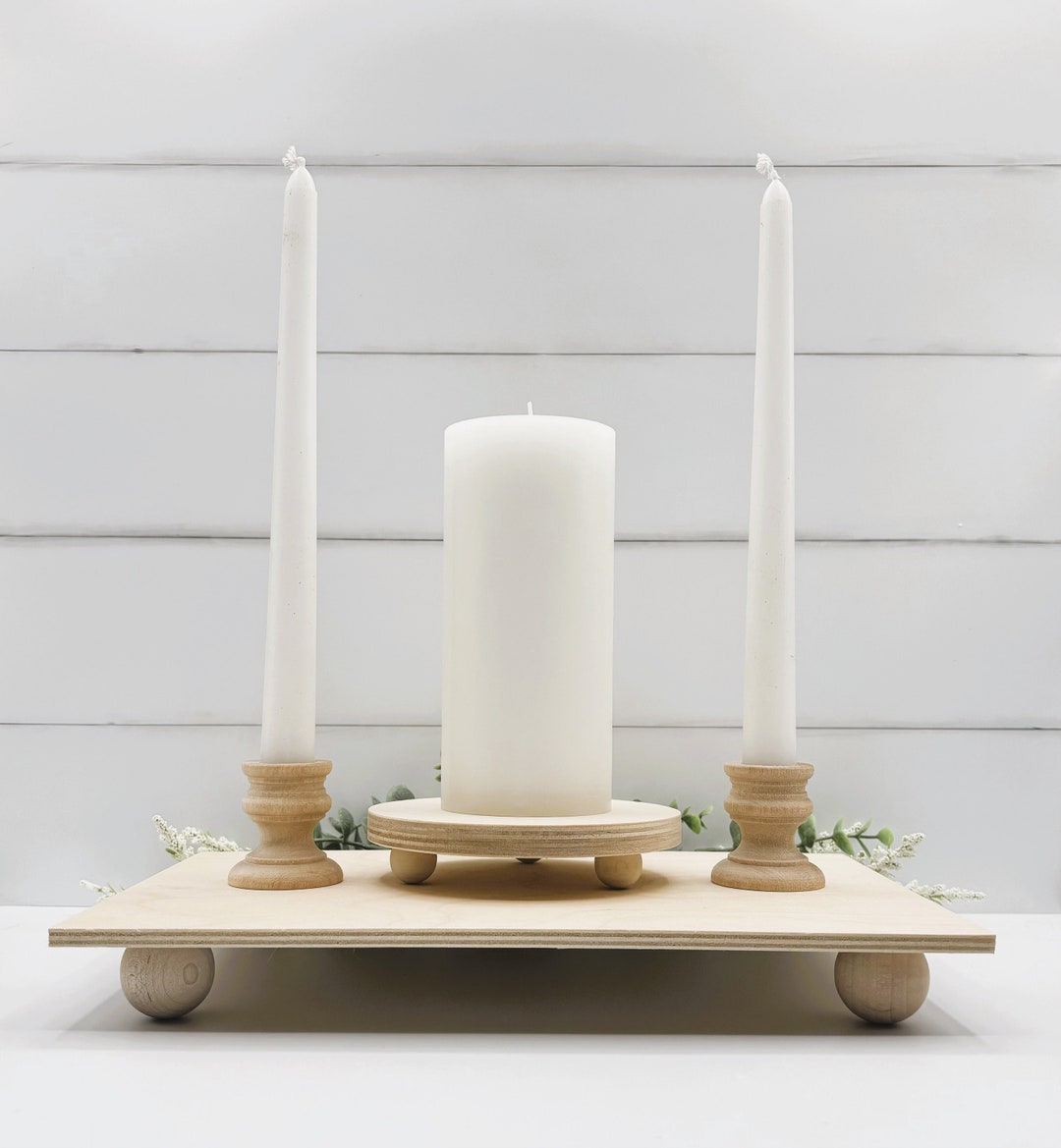 Unfinished Unity Set, 4 Piece Undecorated Natural Wood Unity Candle Set ...