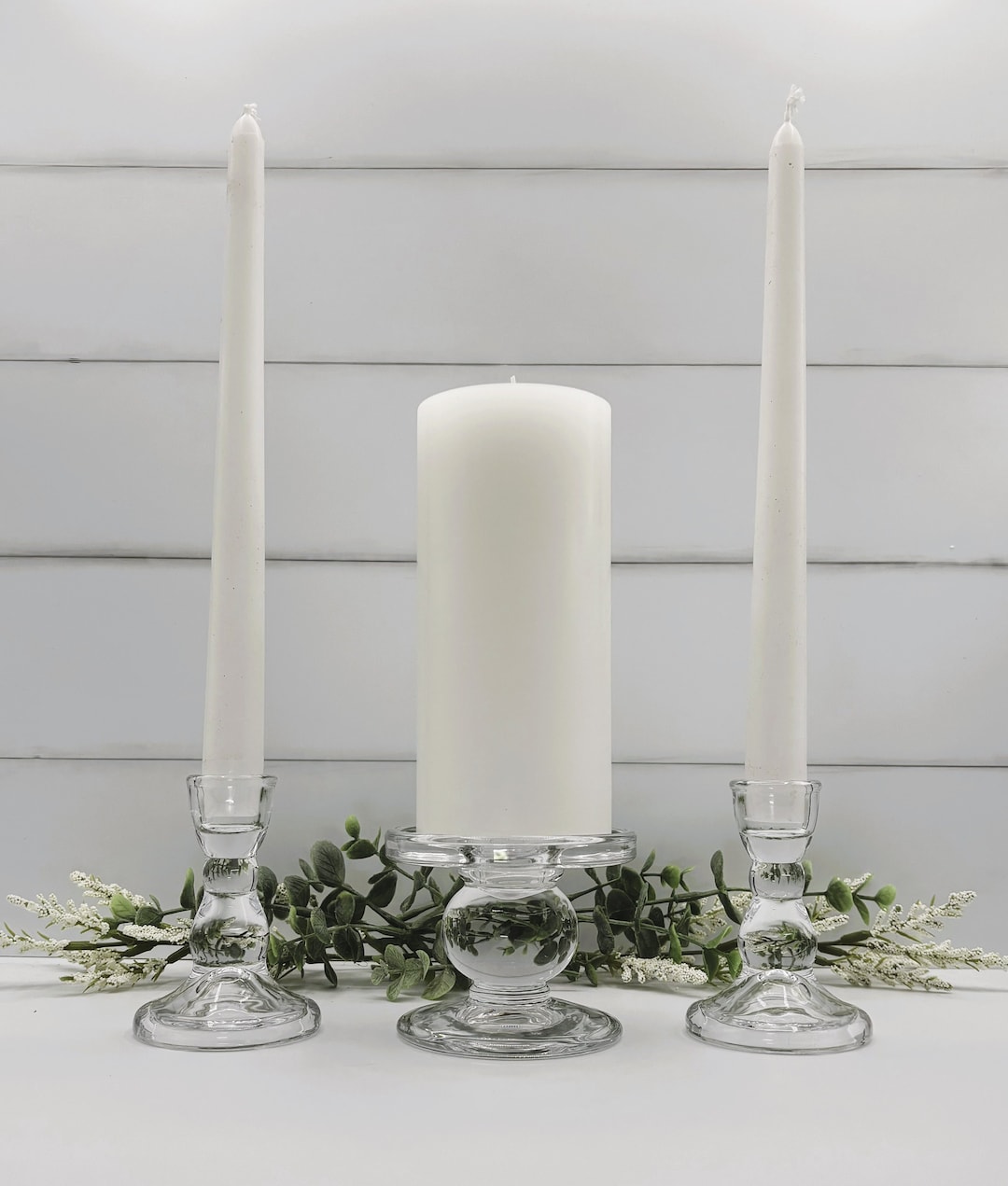 Glass Unity Set, Glass Unity Candle Holder Set, Wedding Unity Candle ...