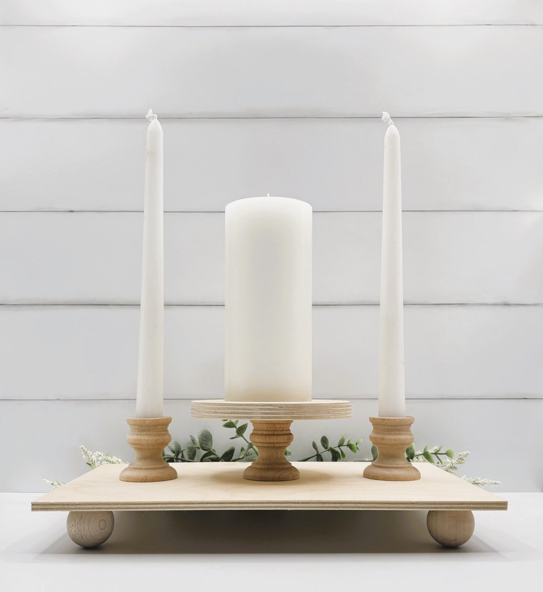 Unfinished Unity Set, 4 Piece Undecorated Natural Wood Unity Candle Set ...