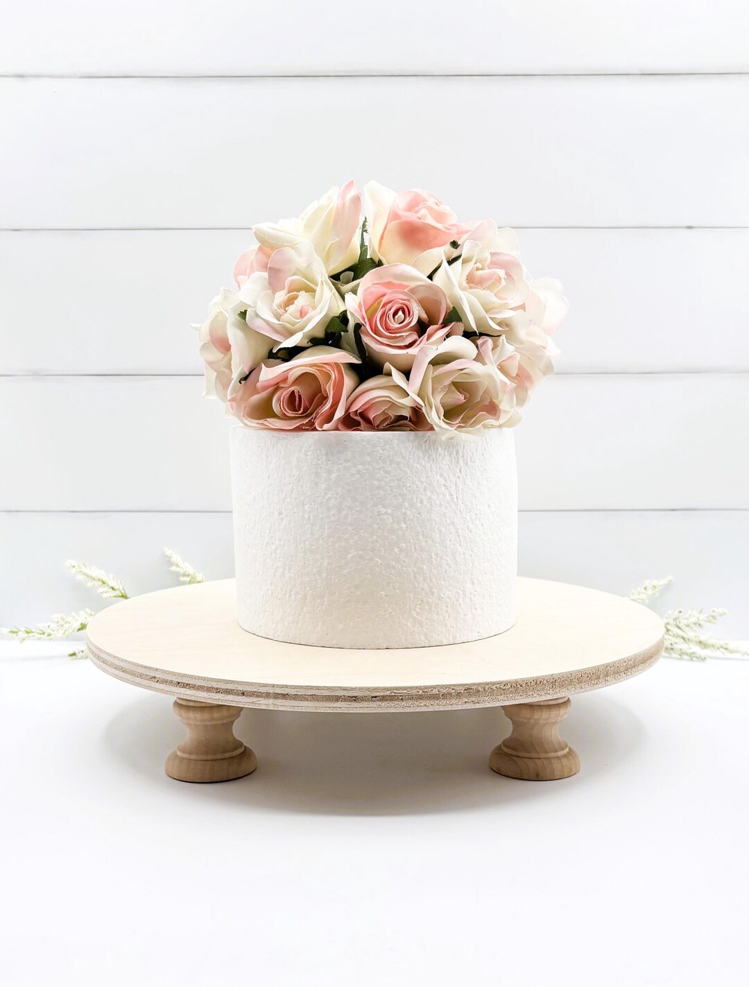 12 Inch Unfinished Wood Cake Stand, DIY Farmhouse Pedestal Riser ...