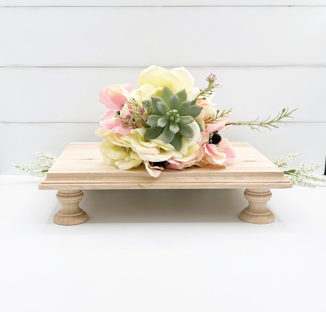 12" X 9" Unfinished Rectangle Wood Stand, Farmhouse Rustic DIY Natural ...