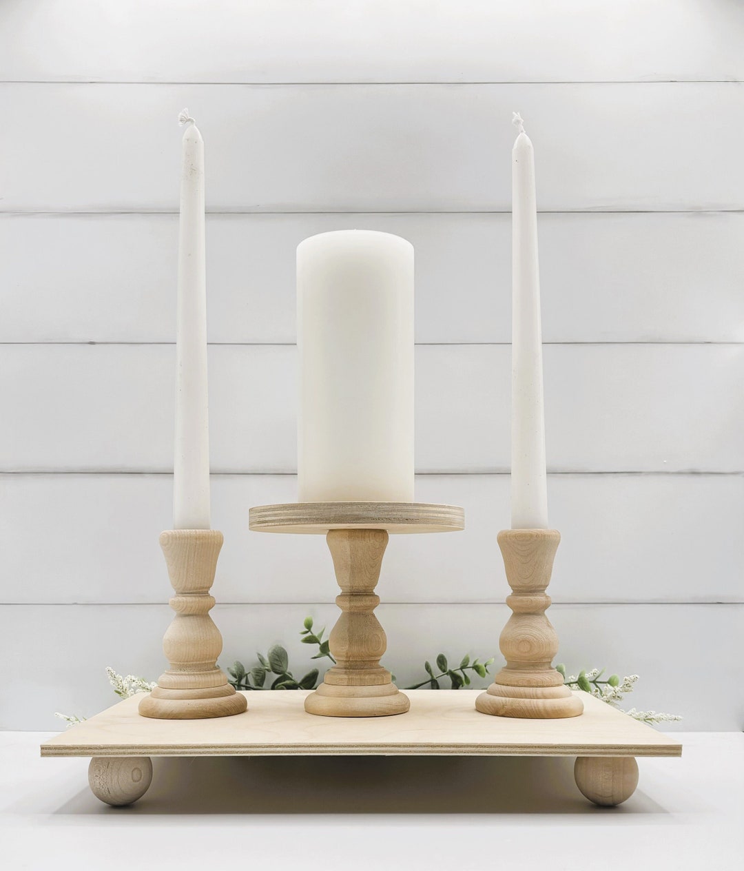 Unfinished Unity Set, 4 Piece Undecorated Natural Wood Unity Candle Set ...