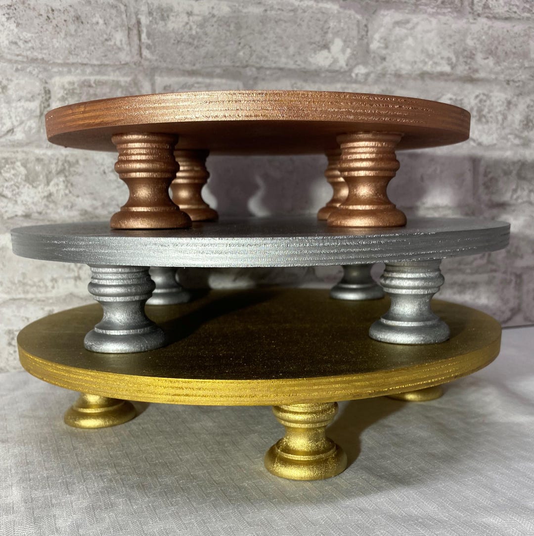 22" Hand Painted Wedding Cake Stand, Rustic Farmhouse Riser, Pedestal ...