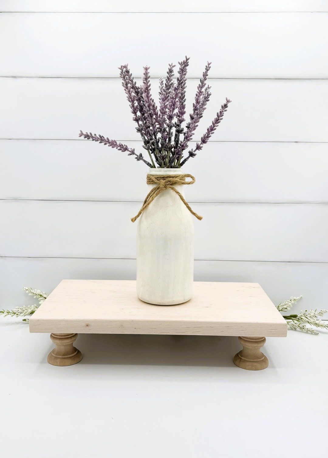 12" X 7" Unfinished Rectangle Wood Stand, Farmhouse Rustic DIY Natural ...