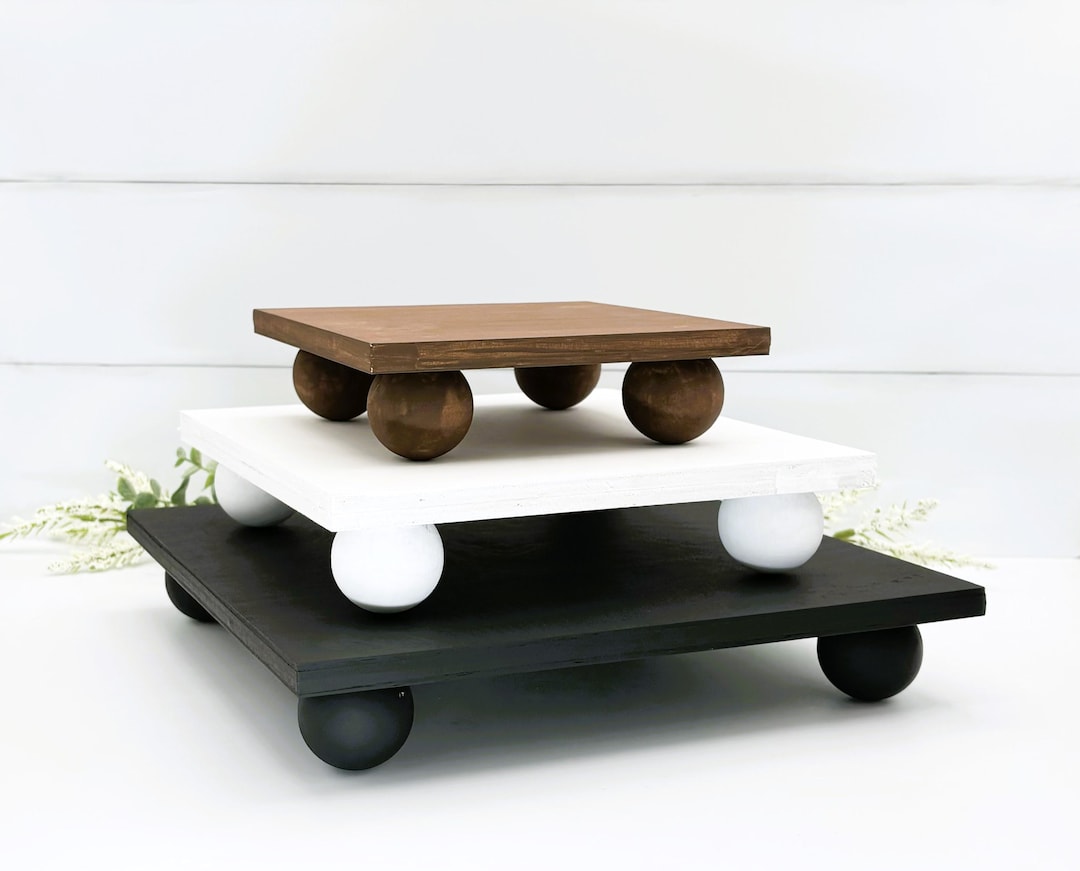 Square Wood Stands, Farmhouse Rustic Wood Risers, Black, White or Brown ...