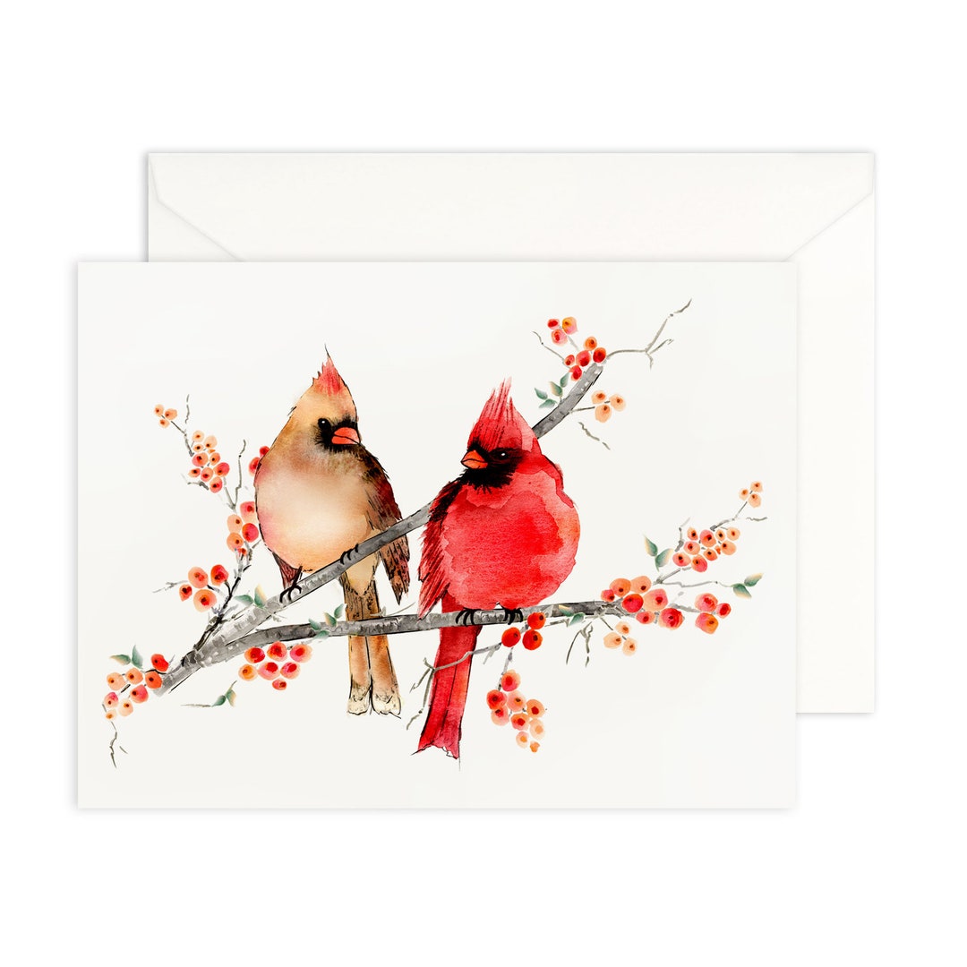 Cardinal Birds 5"x7" Folded Blank Card | Beautiful Greeting Card | Text ...