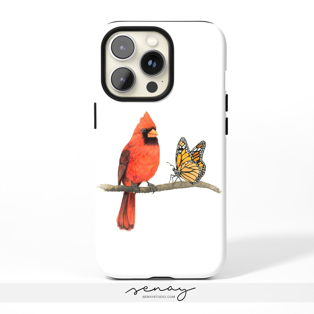 Red Cardinal and Monarch Butterfly Tough Case - Etsy
