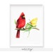 Red Cardinal & Yellow Butterfly Watercolour Art Print, Perfect Gift for ...