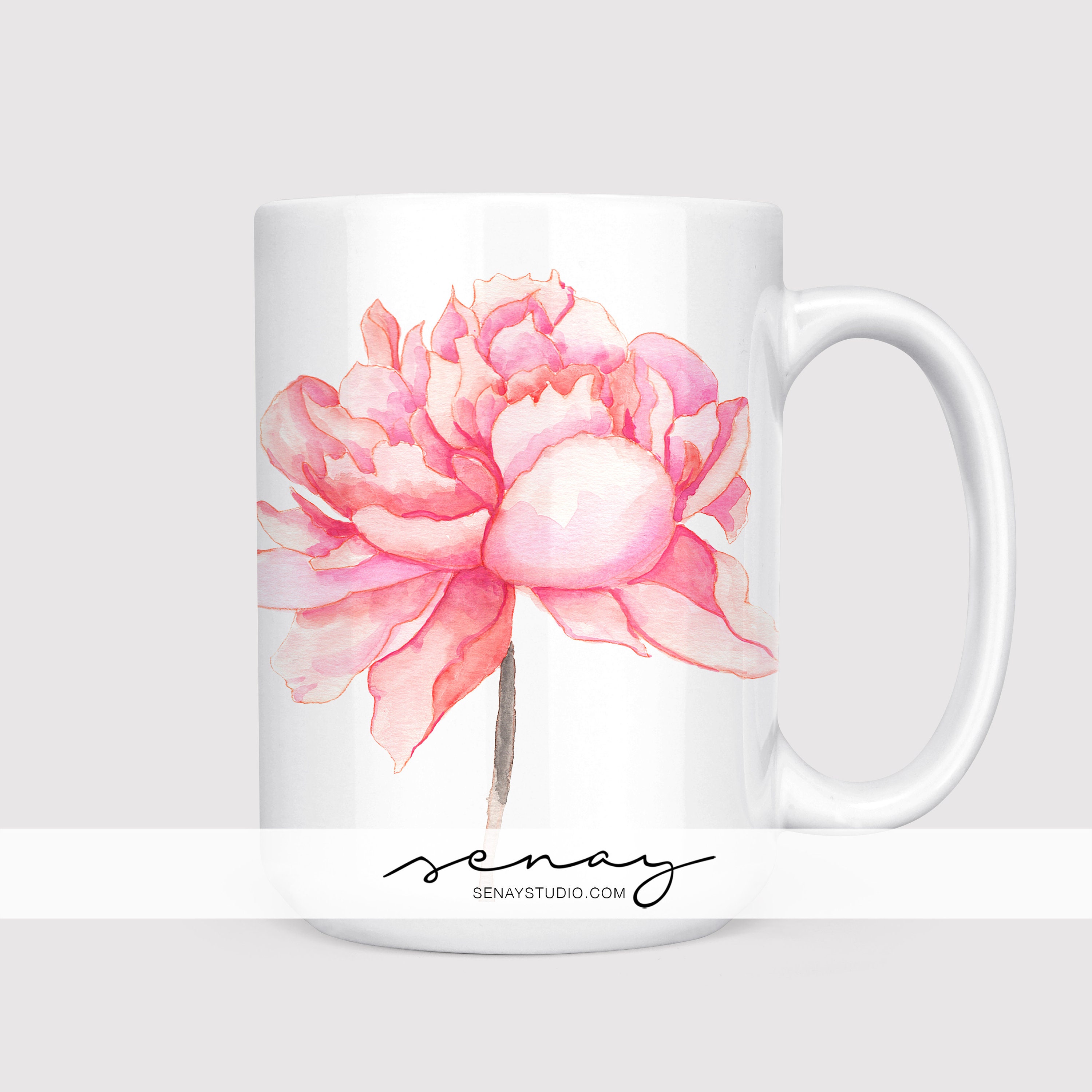 Pink Peony Coffee Mug 11oz And 15oz Coffee Mug Beautiful Etsy