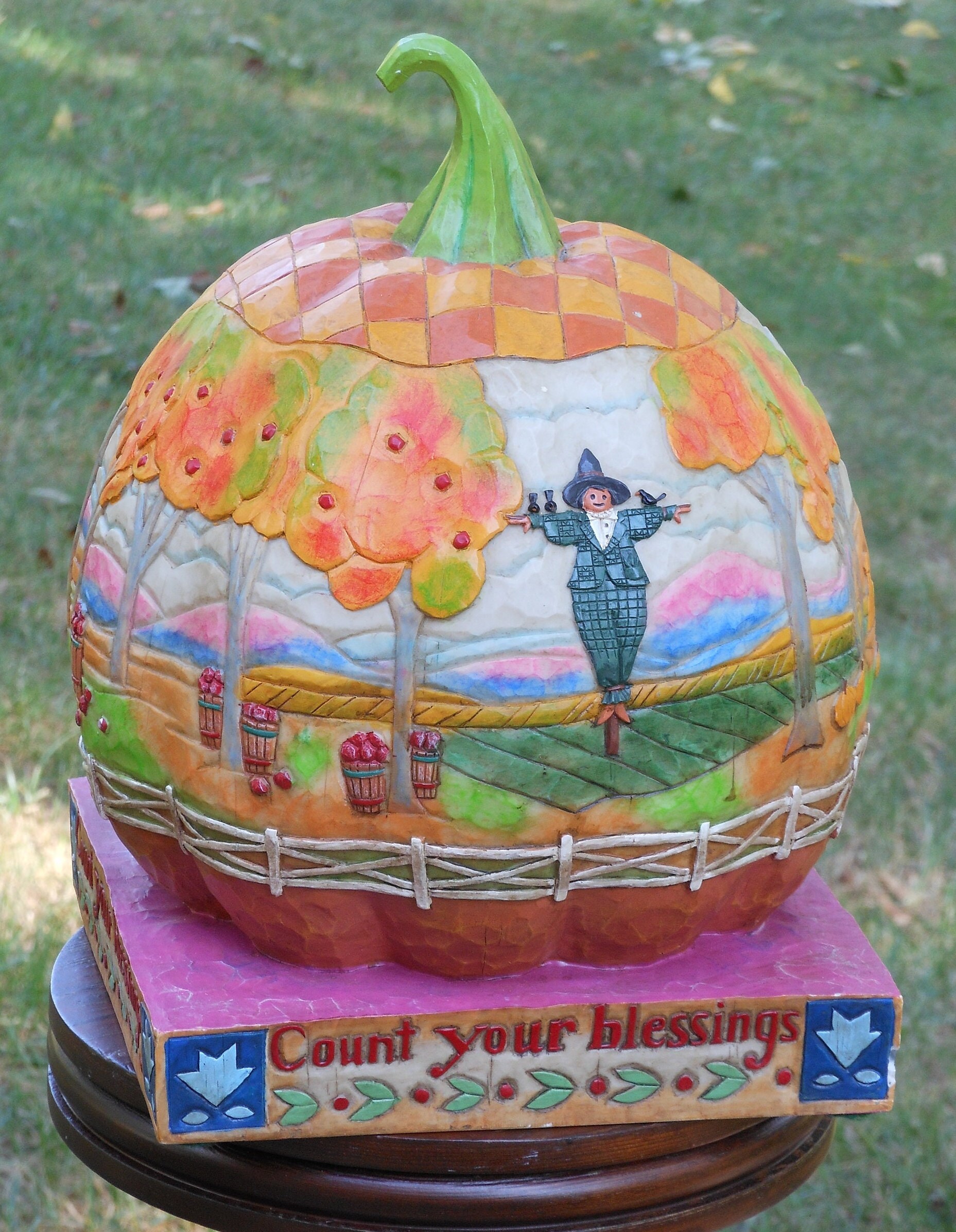 Jim Shore Count Your Blessings Stone Resin Pumpkin