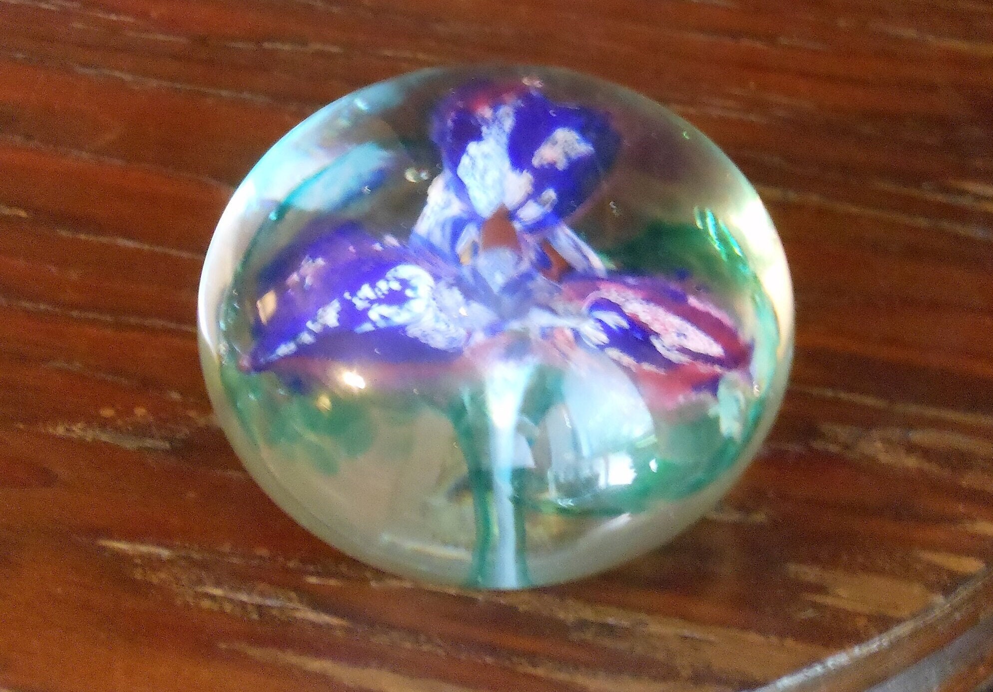 Dark Blue & White Floral Paperweight
